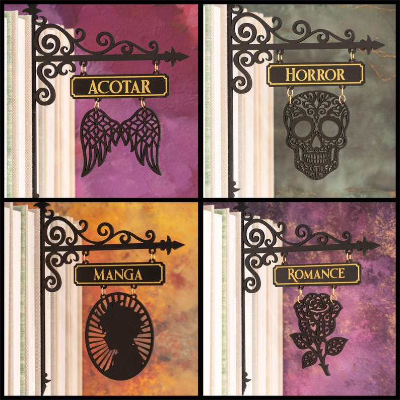 Handcrafted Bookshelf Dividers, Tavern Bookshelf Signs, Home Library ...