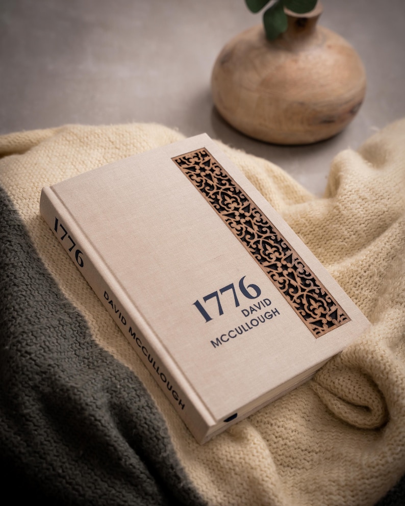 Handmade '1776' Rebound Book: David Mccullough, Walnut Inlay, Linen ...