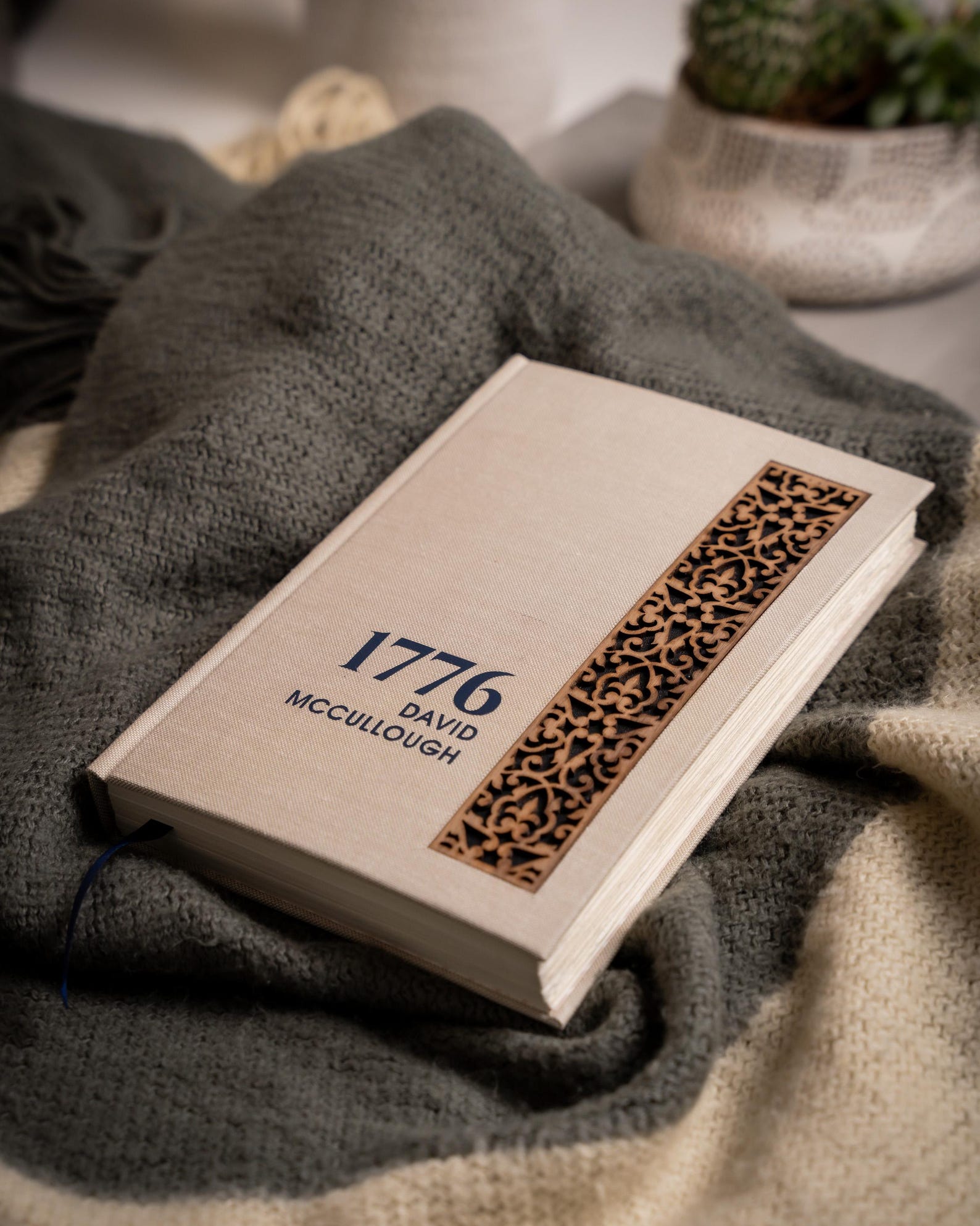 Handmade '1776' Rebound Book: David Mccullough, Walnut Inlay, Linen ...