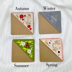 Personalized Hand Embroidered Corner Bookmarks, Felt Triangle Page ...
