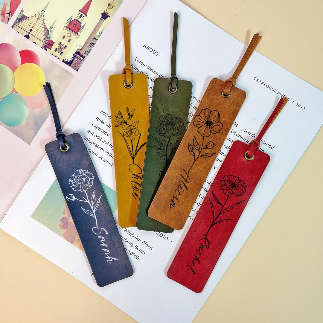 Bookmarks Christmas Gift, Personalized Leather Bookmarks, Custom Birth ...