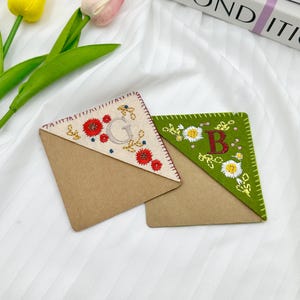 Personalized Hand Embroidered Corner Bookmarks, Felt Triangle Page ...