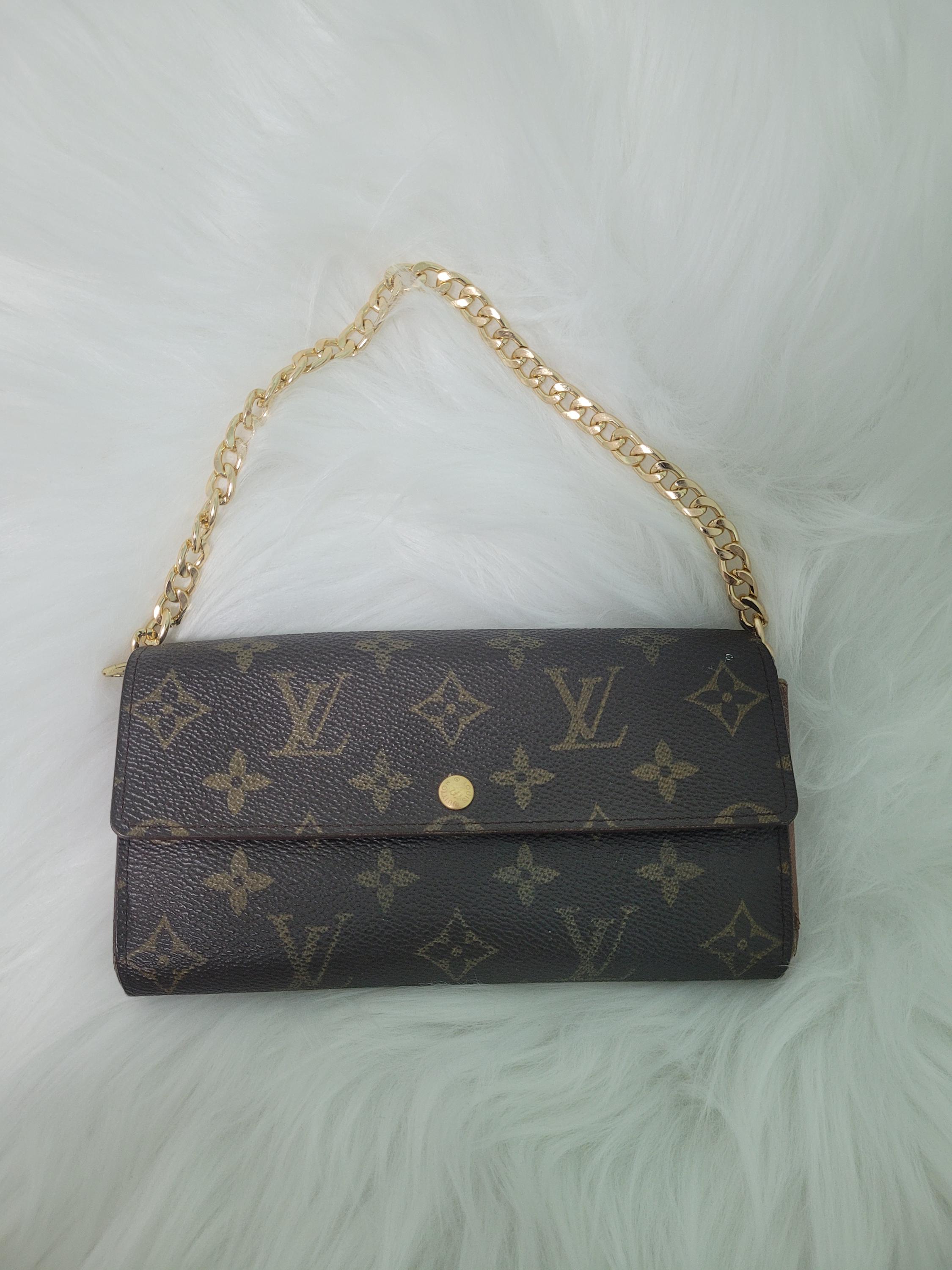 Louis Vuitton Monogram Sarah Long Wallet Purse With Chain, Fast Fedex ...