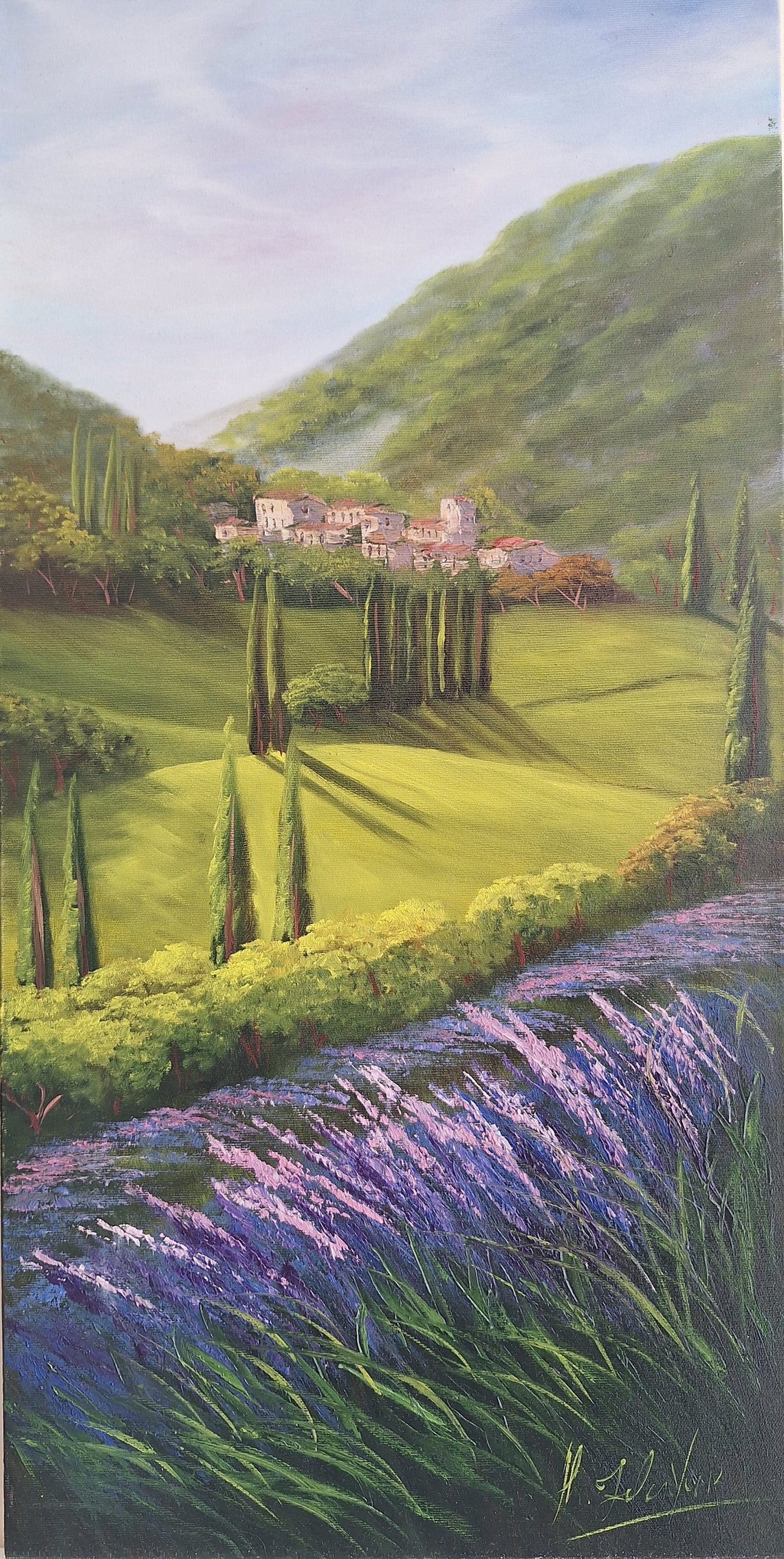 Tuscany Original Oil Painting, Lavander in Tuscany Painting, Original ...