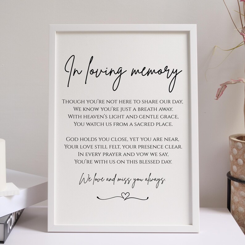 Wedding Memorial Table Sign in Loving Memory Wedding Plaque Instant ...