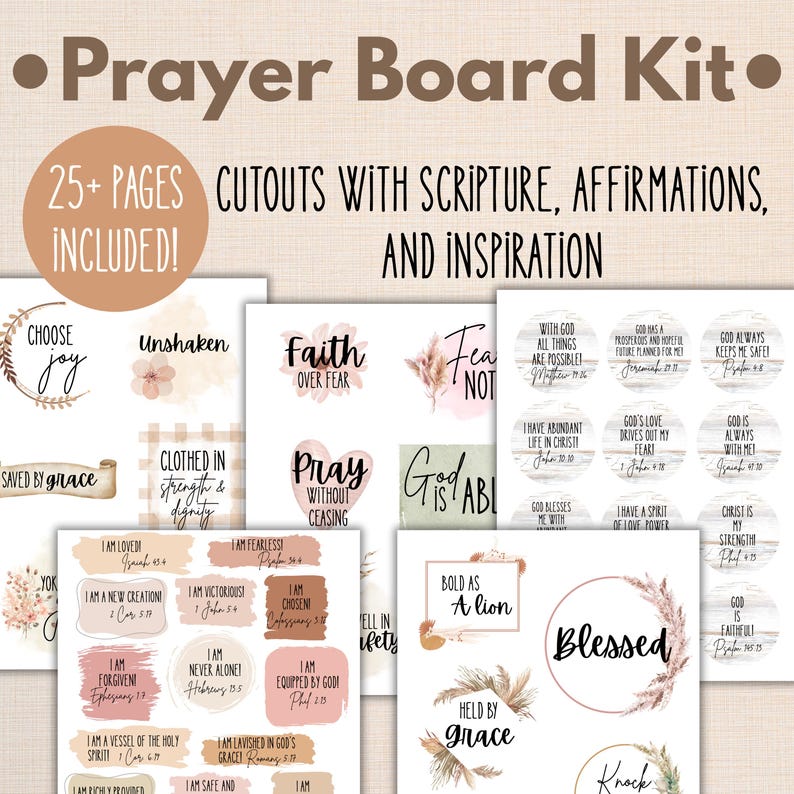 Boho Prayer Board Kit for Family Printable Girls Prayer Card Template ...