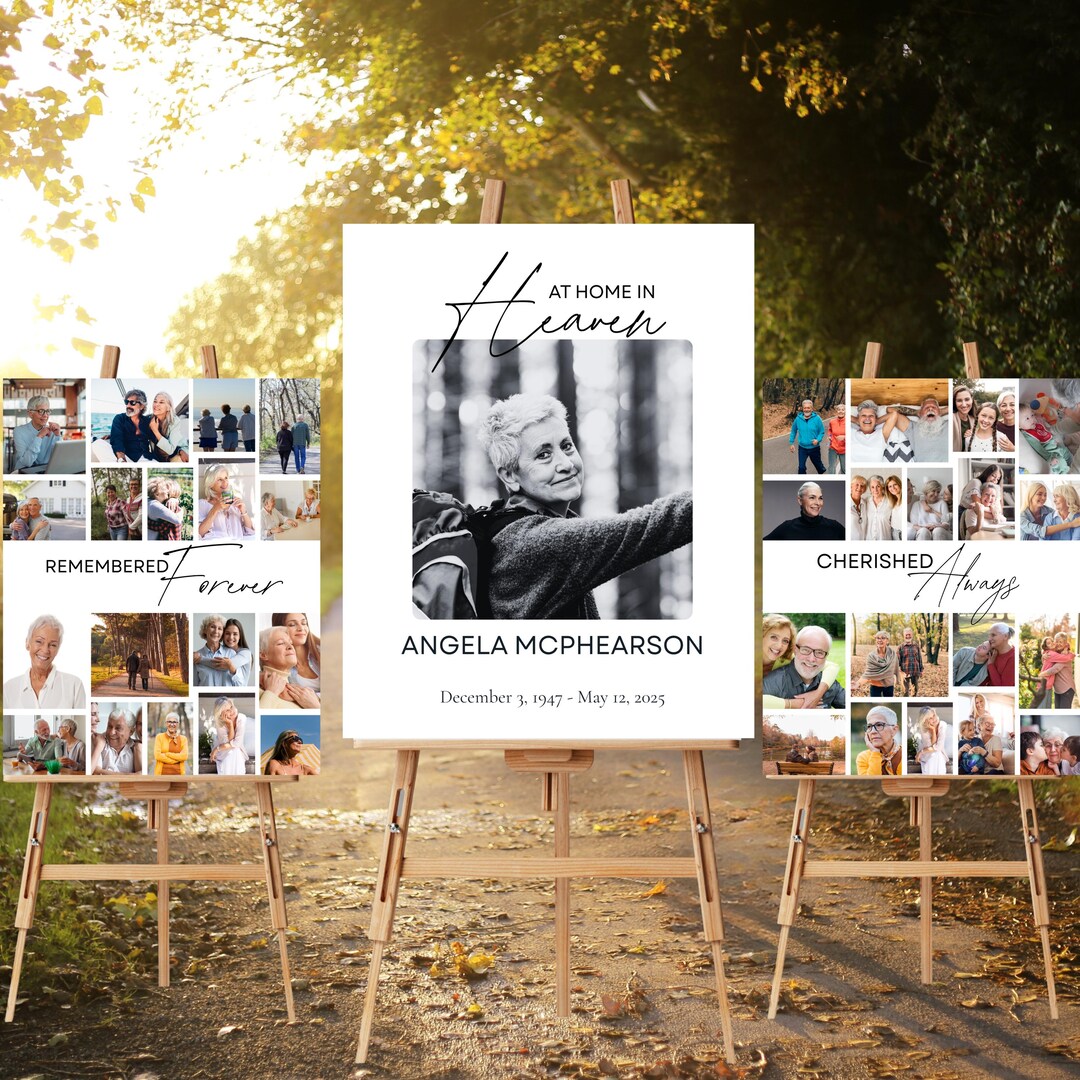 Funeral Photo Collage Editable Canva Template in Loving Memory Welcome ...