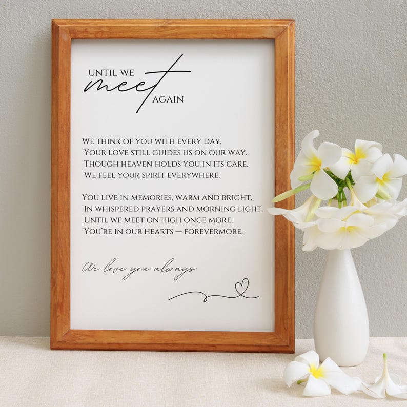 Wedding Memorial Table Sign Funeral Poem Display Until We Meet Again in ...