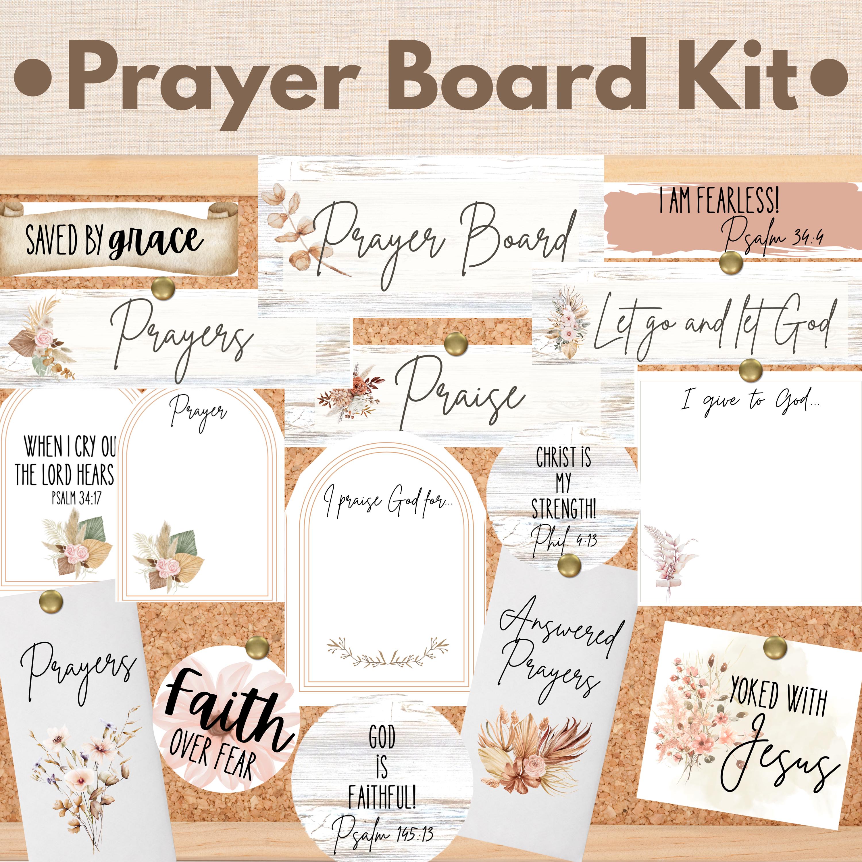Boho Prayer Board Kit for Family Printable Girls Prayer Card Template ...