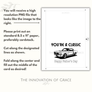 Classic Car Happy Fathers Day Printable Greeting Card Instant Digital ...
