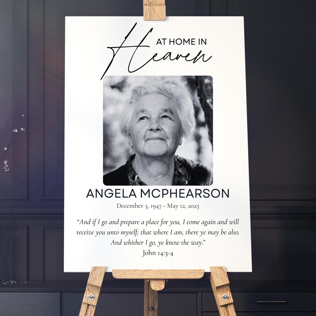 Funeral Sign Christian Photo Collage Editable Canva Template Memorial ...