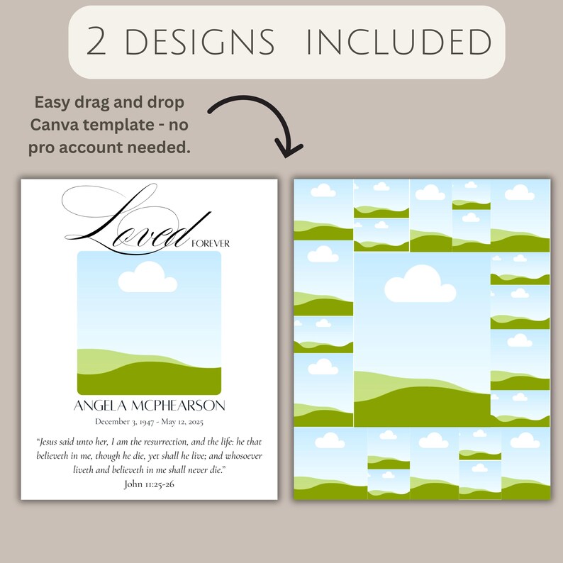Funeral Sign Funeral Sign Photo Collage Memorial Service Canva Editable ...