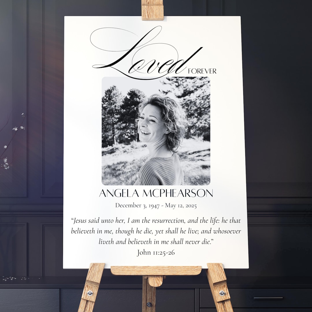 Christian Bible Scripture Funeral Sign With Photo Collage for Memorial ...