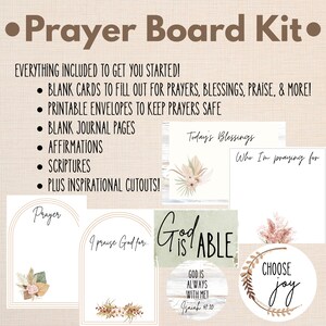 Boho Prayer Board Kit for Family Printable Girls Prayer Card Template ...