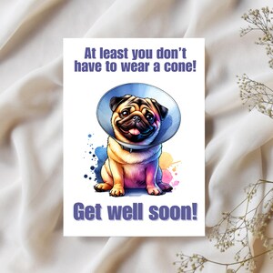 Pug Get Well Soon Downloadable Printable Greeting Card Cute Funny ...