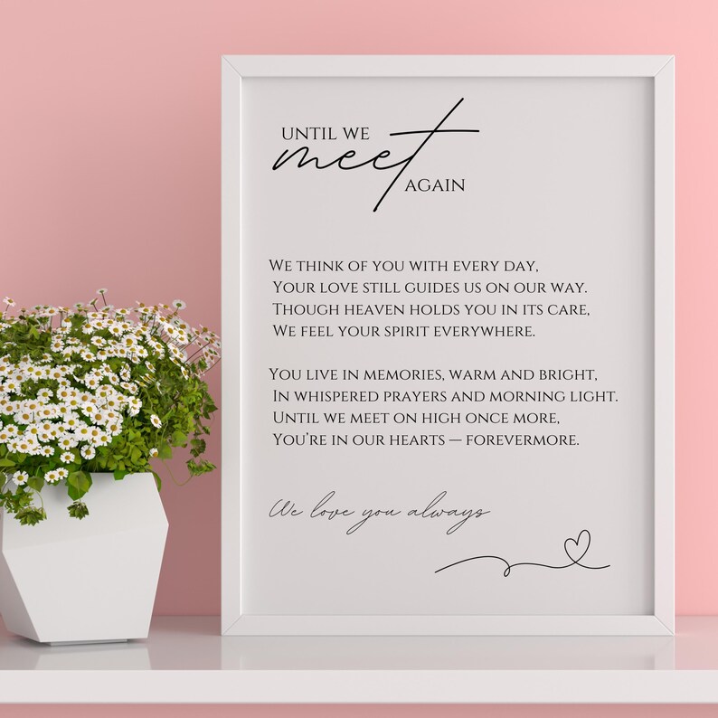 Wedding Memorial Table Sign Funeral Poem Display Until We Meet Again in ...