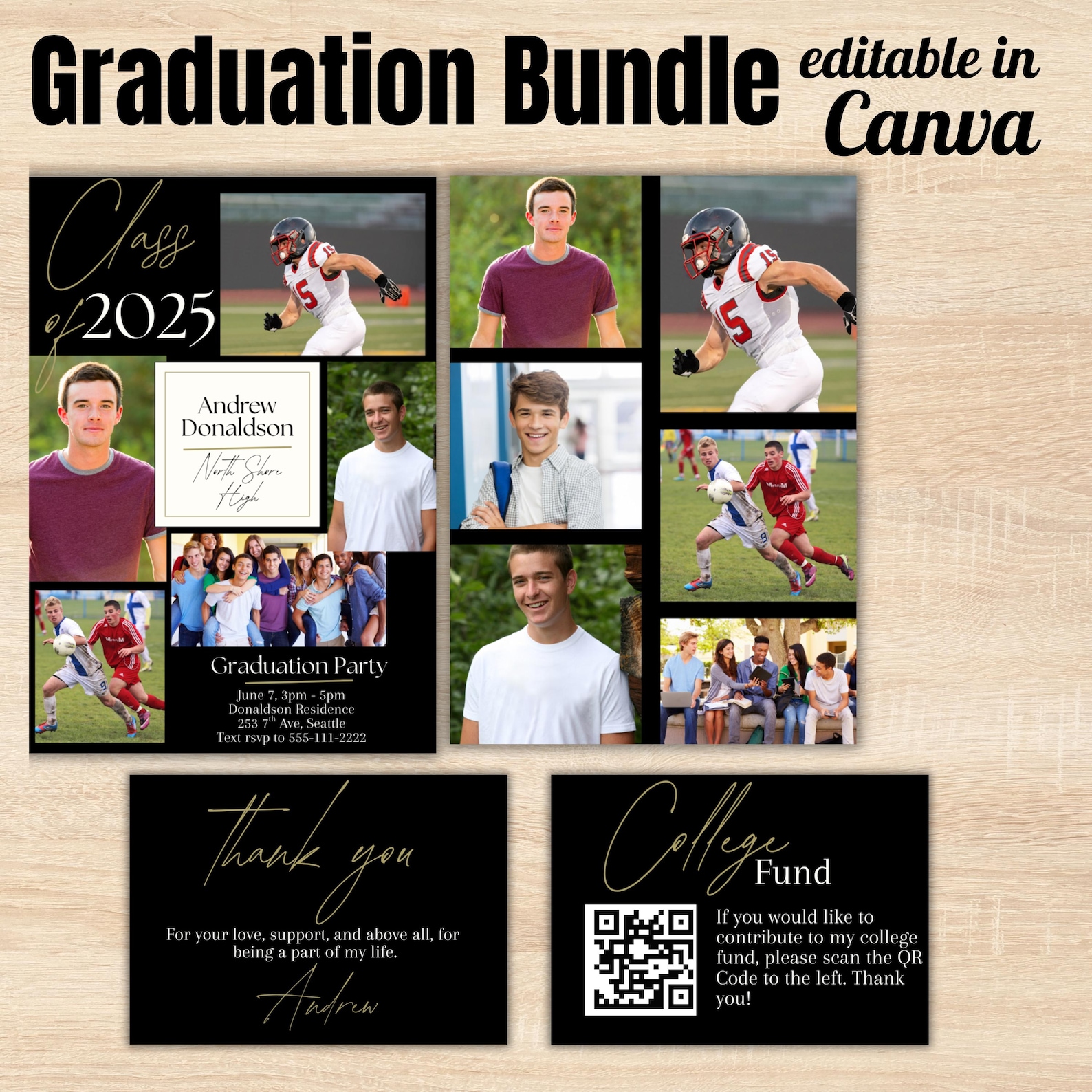Senior High School Graduation Invitation Announcement Editable Canva ...