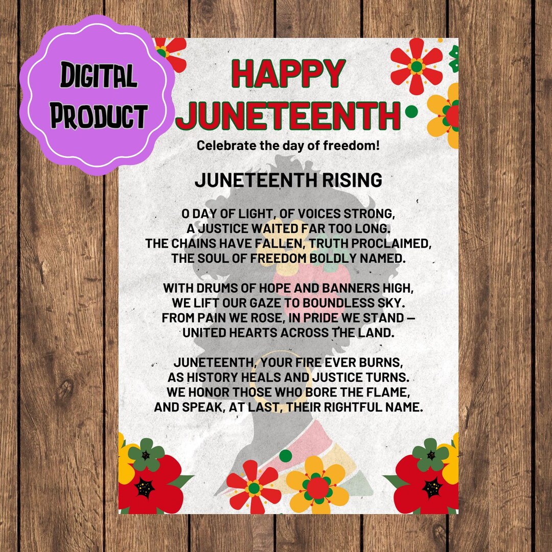 Juneteenth Poem, Juneteenth Card, Happy Juneteenth, Instant Download - Etsy