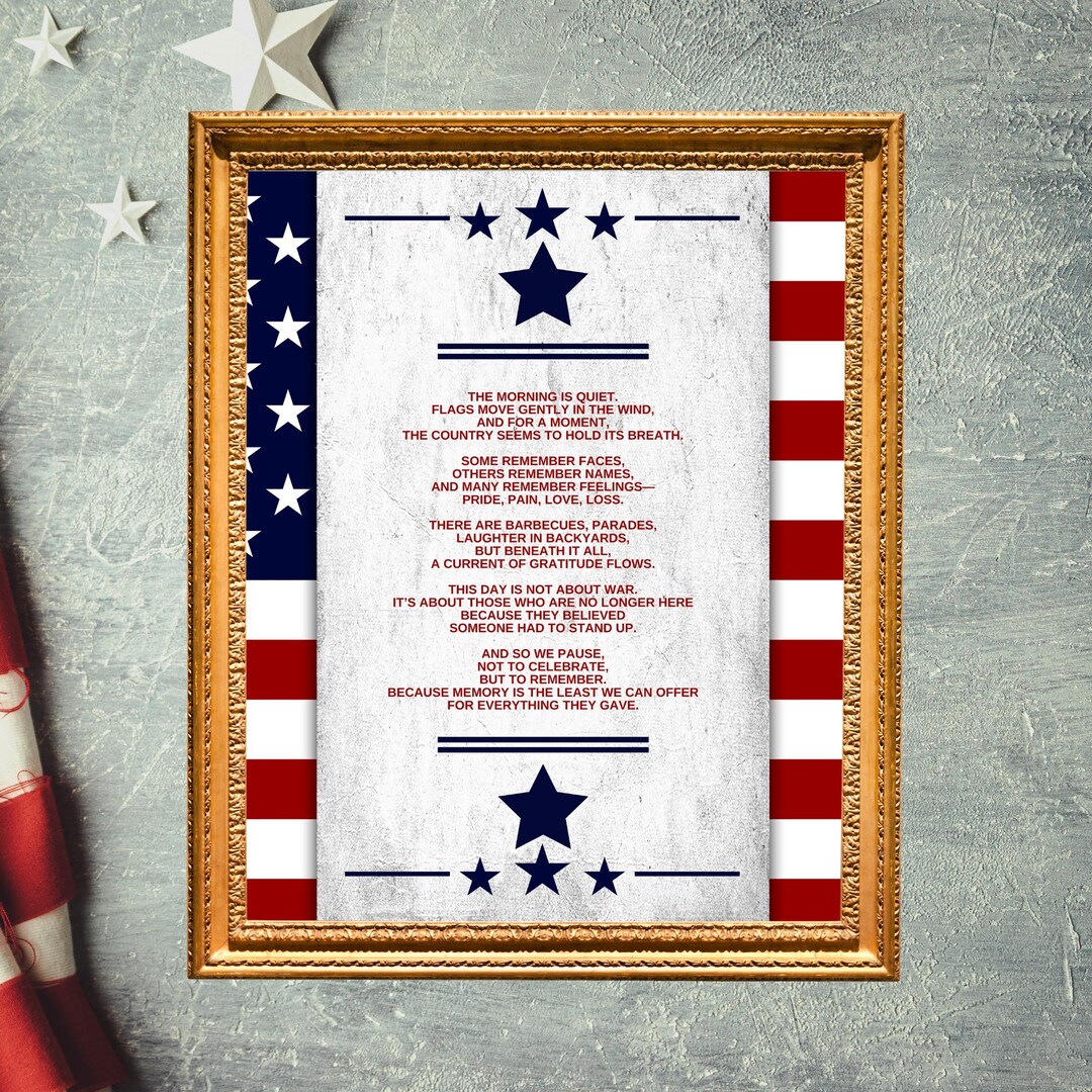 Memorial Day Poem , Memorial Poem, Patriotic Keepsake, Missing You ...