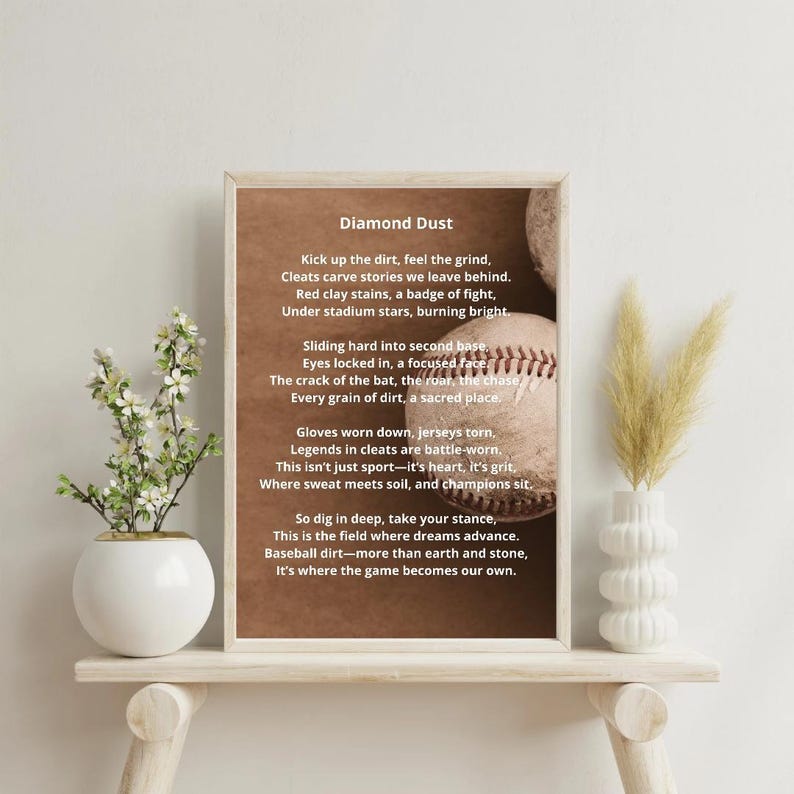 Digital Baseball Poem, Printable Gift for Athletes and Sports Lovers ...