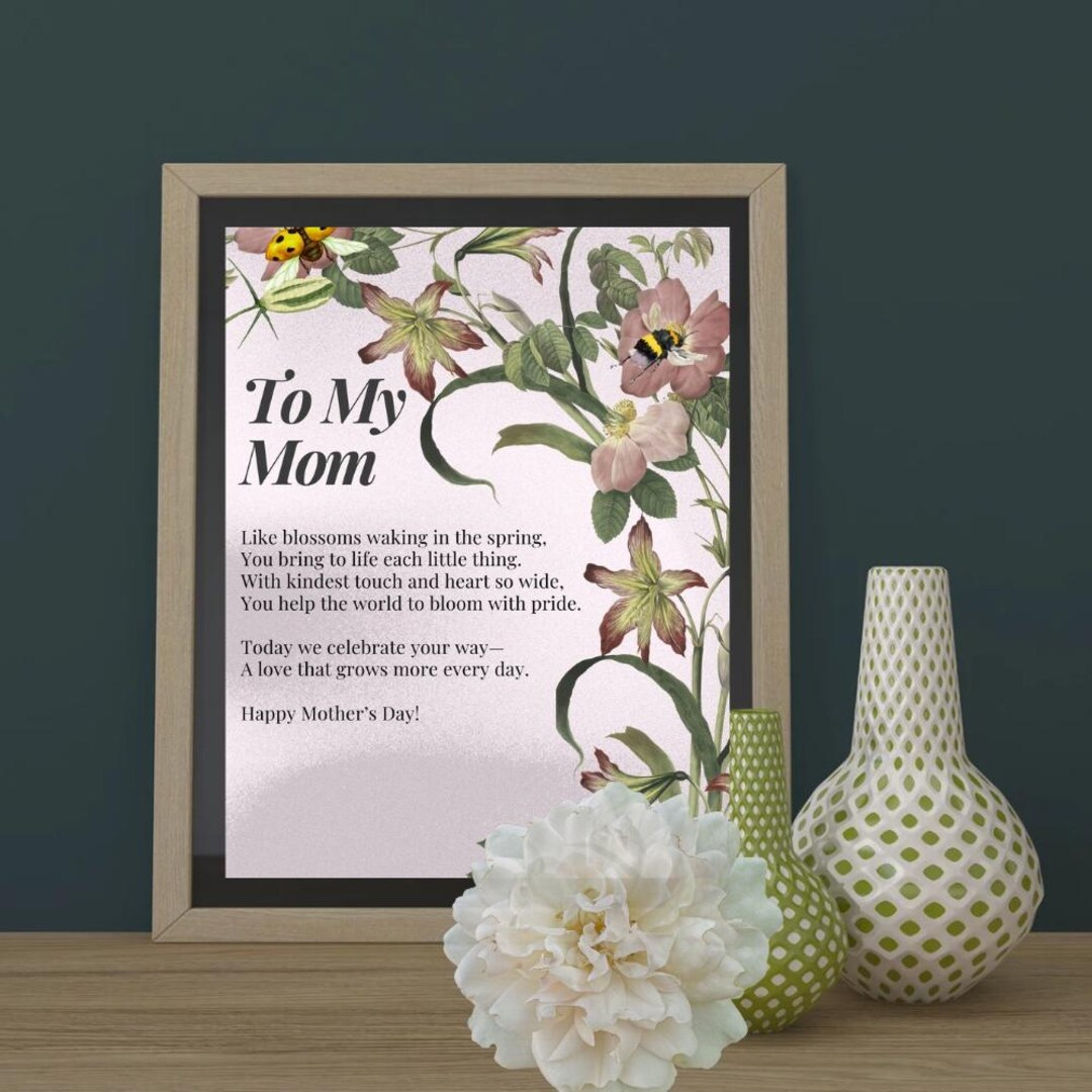 Blooming Mother's Day Poem, Printable Beautiful Mothers Day Keepsake ...