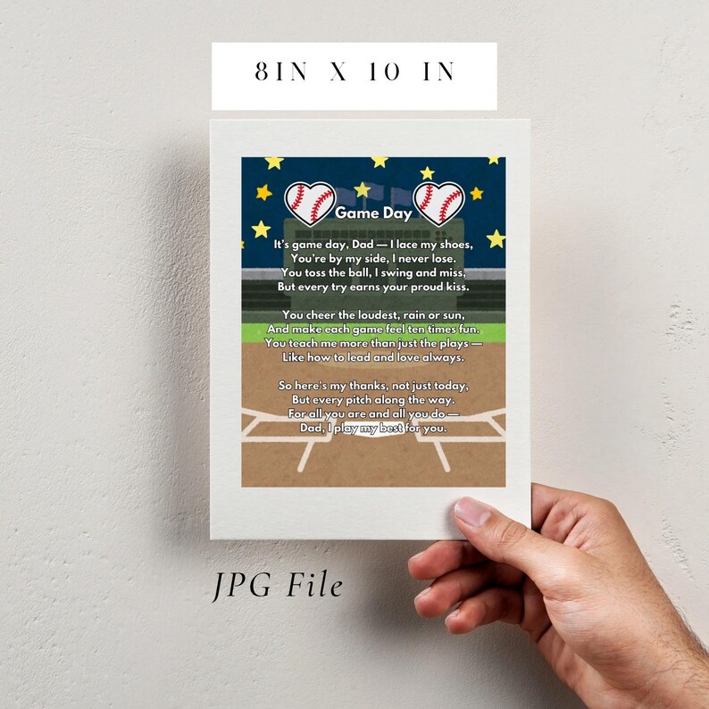 Baseball Gift , Father's Day Poem, Father's Day Gift, Baseball Dad ...