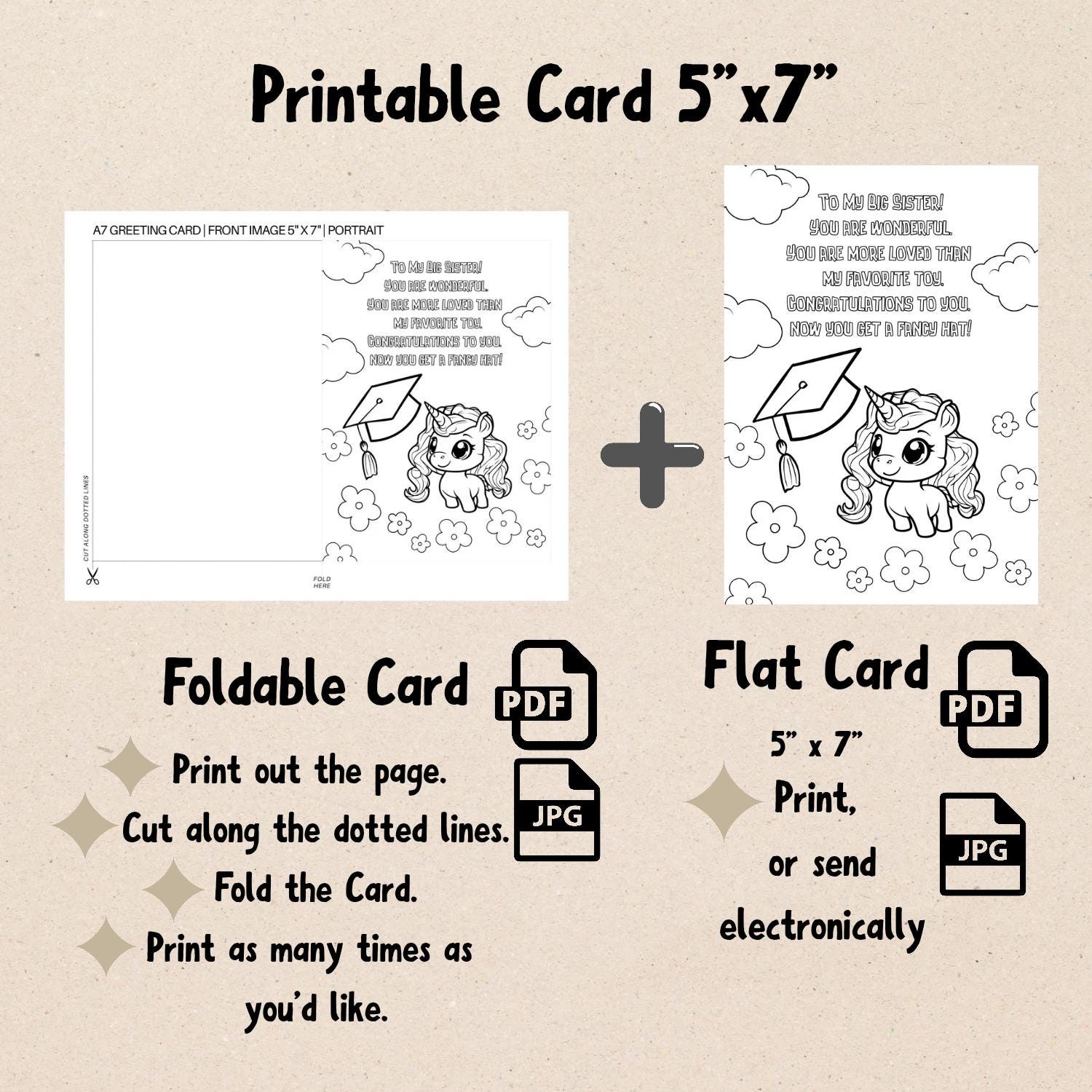 Graduation Coloring Card , Printable Graduation Gift , Cute Grad Card ...