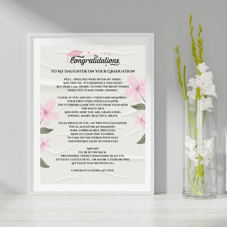 Beautiful Graduation Poem, Printable Graduation Gift to Her, Grad Decor ...