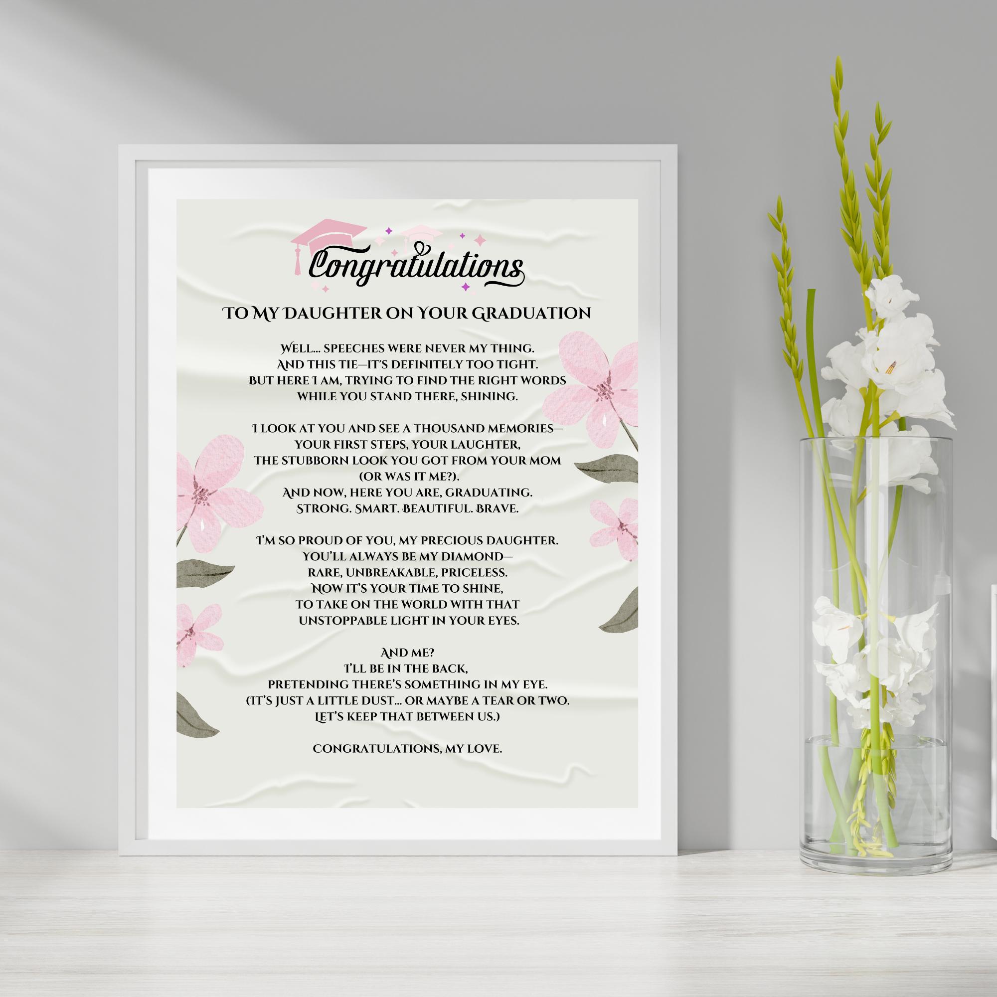 Beautiful Graduation Poem, Printable Graduation Gift to Her, Grad Decor ...