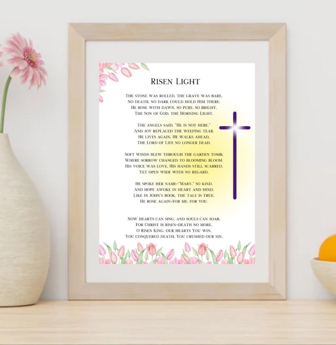 Graceful Resurrection Poem , Glowing Biblical Poem, Printable ...