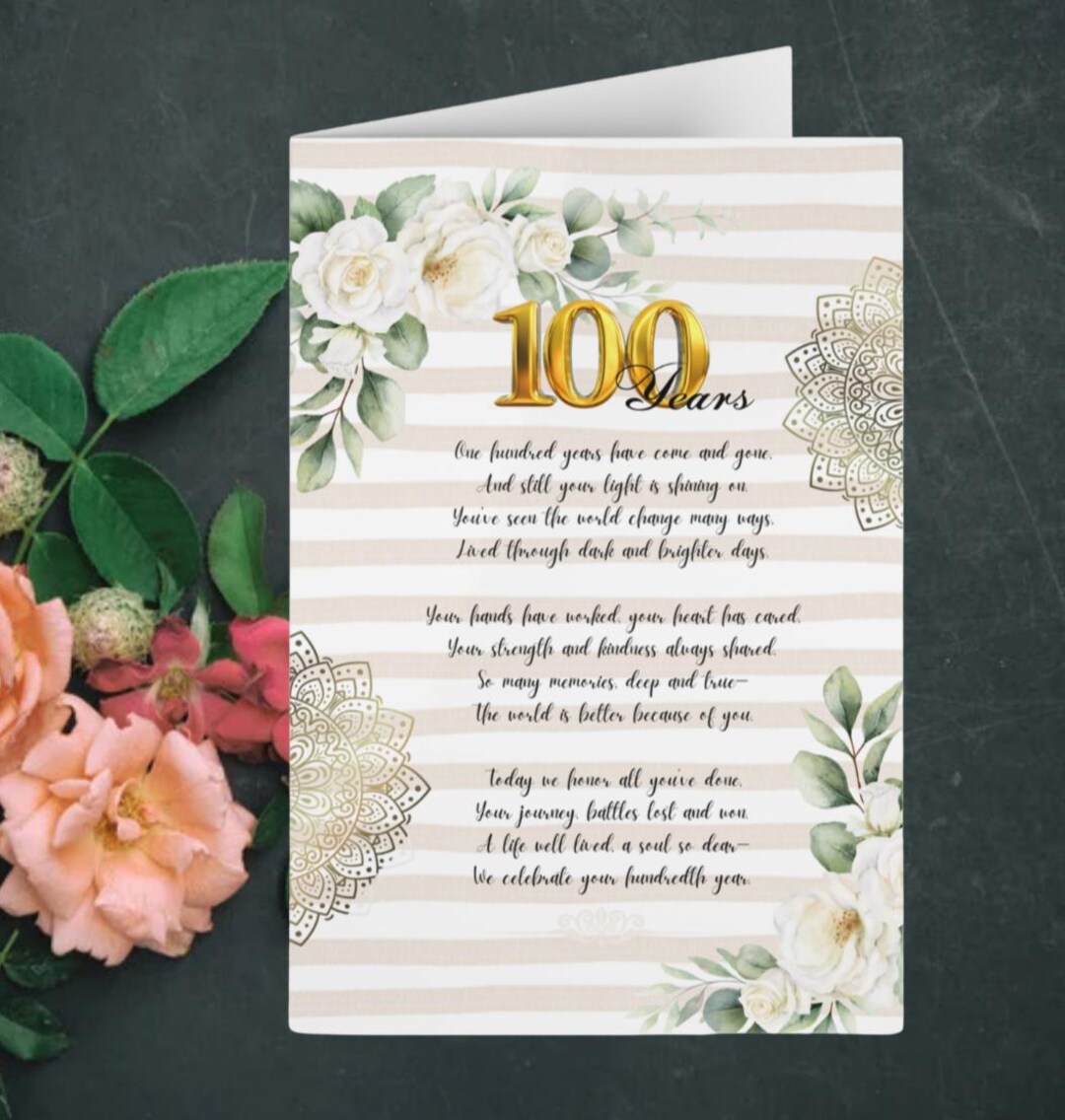 Joyful 100th Birthday Card, Printable Birthday Card, 100th Birthday ...