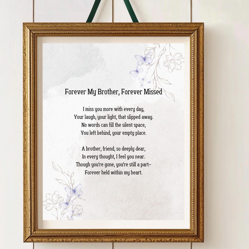 In Loving Memory of Brother,memorial Poem to Beloved Brother ...