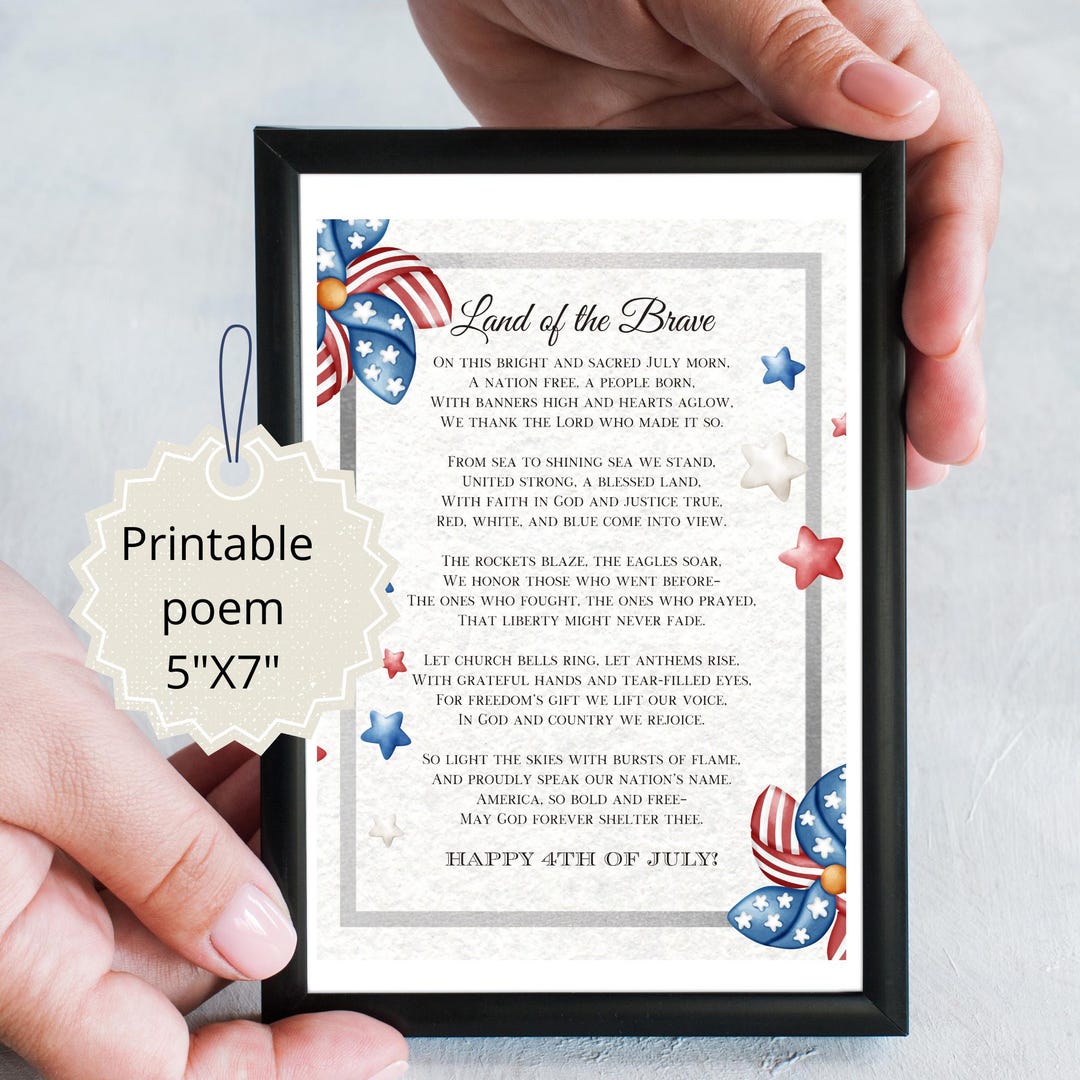 Celebrate Freedom With a Patriotic Poem: 4th of July Card, Printable ...