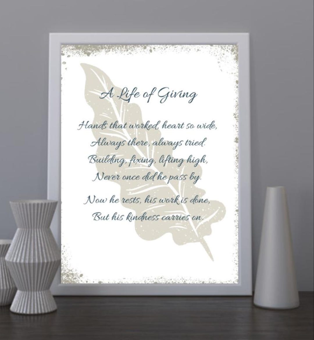 Funeral Poem to Dad, Remembrance Poster, Loss of Dad, Instant Download ...