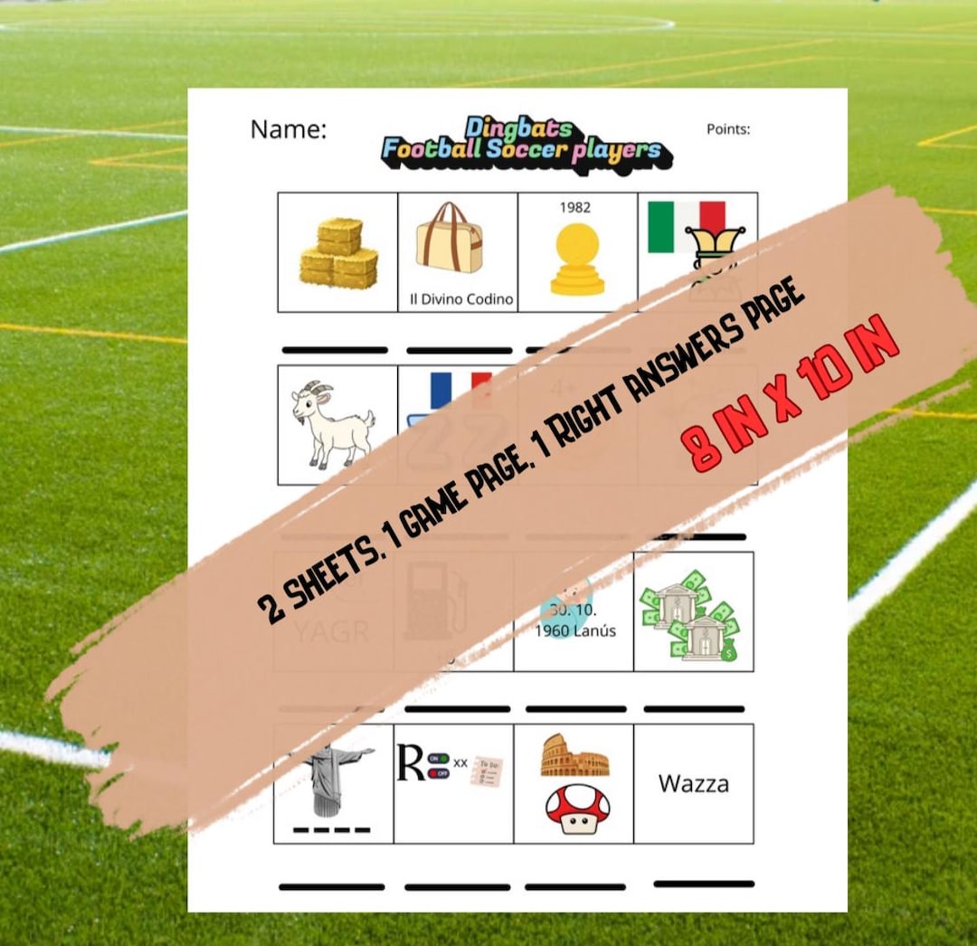 Dingbats Soccer Players, Party Game, Football Trivia, Pub Quiz, Game ...