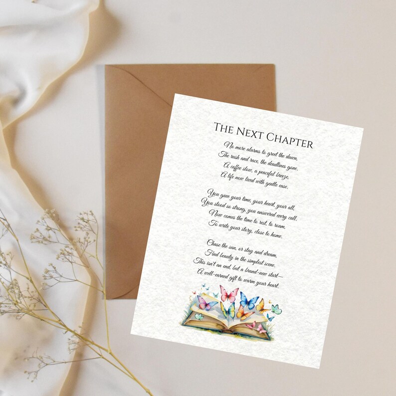 Life's New Chapter, Retirement Poem, Printable Retirement Gift - Etsy