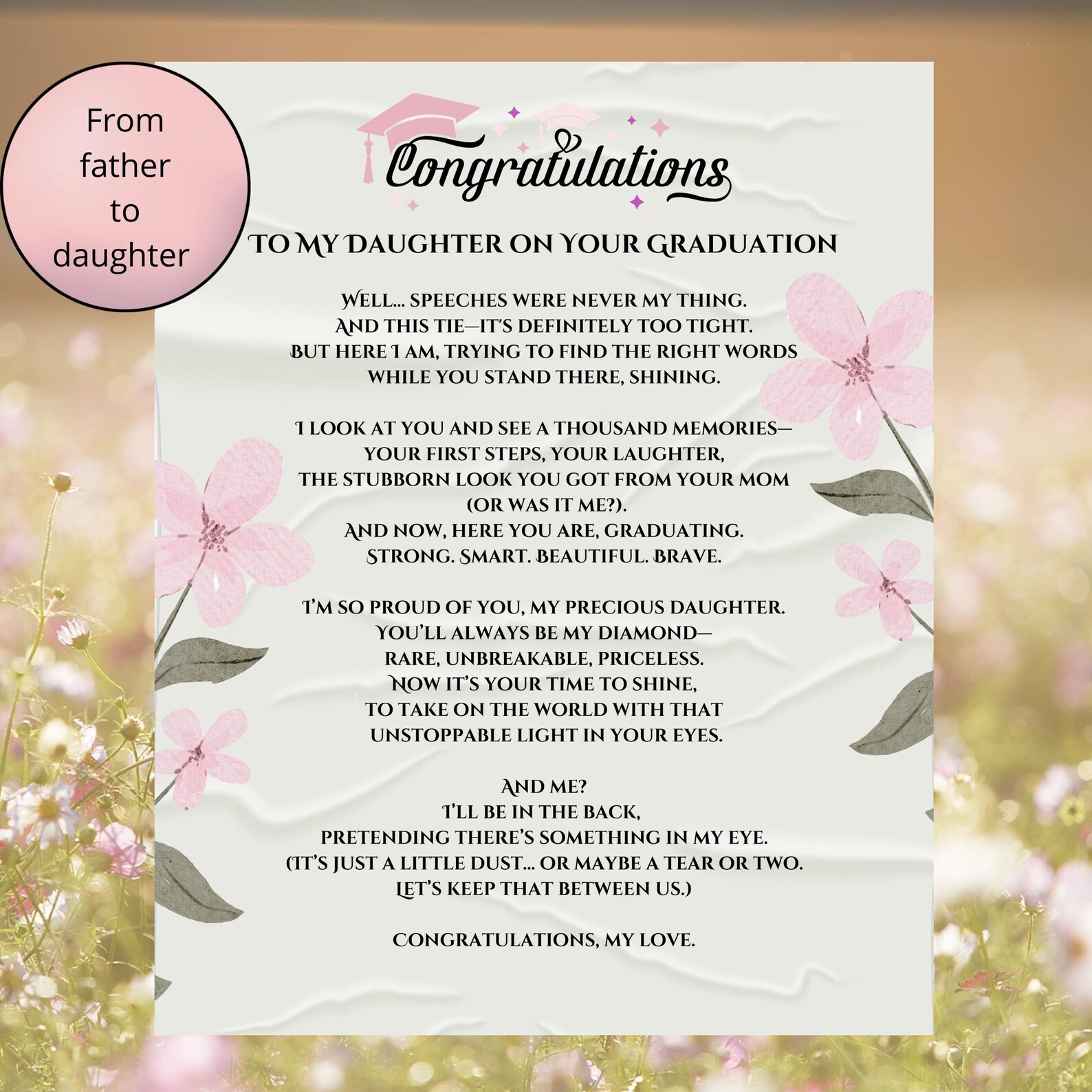 Beautiful Graduation Poem, Printable Graduation Gift to Her, Grad Decor ...