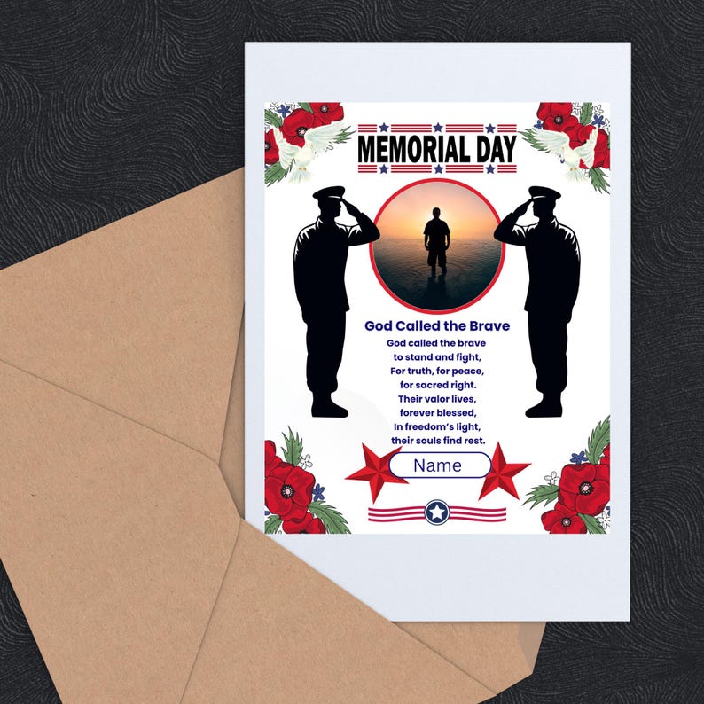 Patriotic Memorial Day Poem, Personalized Memorial Gift , Printable ...