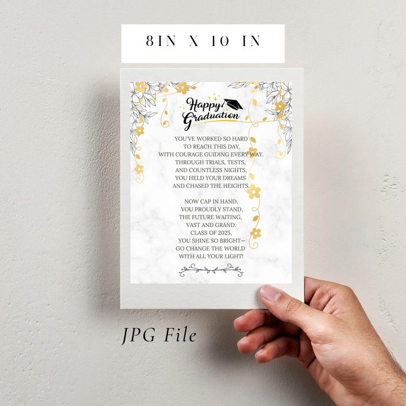 Graduation Poem, Printable Graduation Gift, Grad Decor, Class of 2025 ...