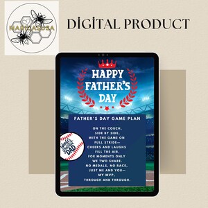 Father's Day Poem, Baseball Gift, Poem Baseball, Baseball Card, Instant ...