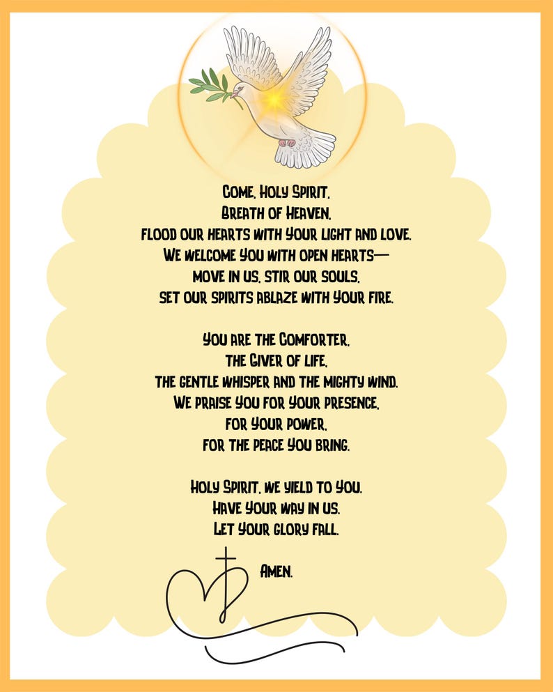 The Holy Spirit Prayer, the Spirit Prayer Card, Come Holy Spirit ...