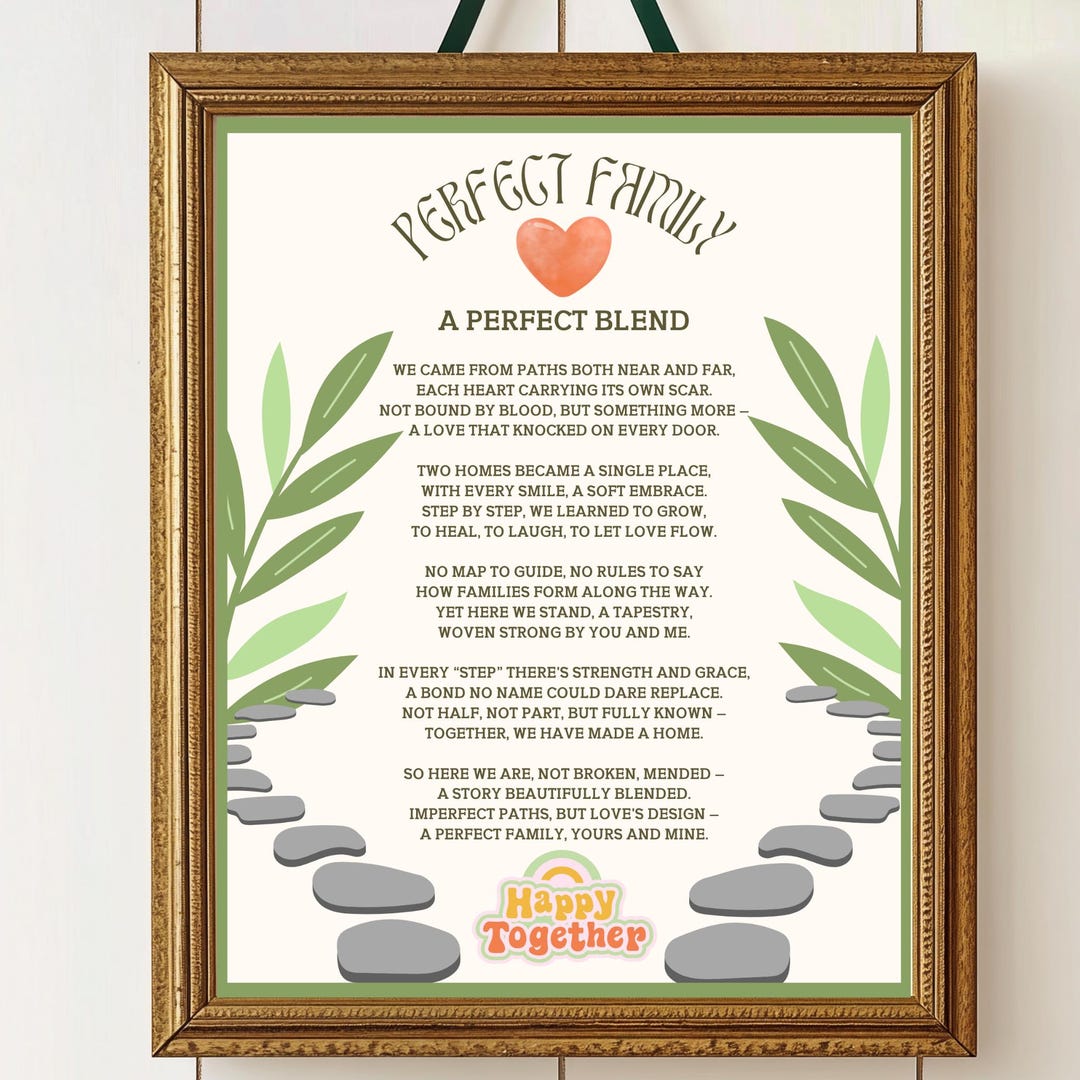 Blended Family Poem, Perfect Family Gift,family Gathering ,instant ...