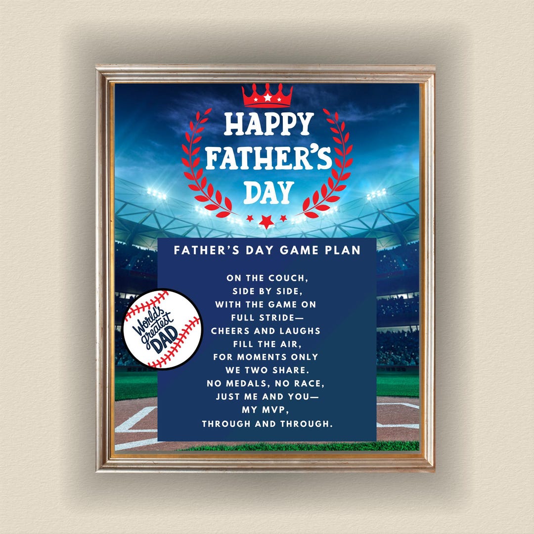Father's Day Poem, Baseball Gift, Poem Baseball, Baseball Card, Instant ...