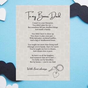Bonus Dad Gift, Printable Father's Day Poem, Best Dad Gifts, Instant ...