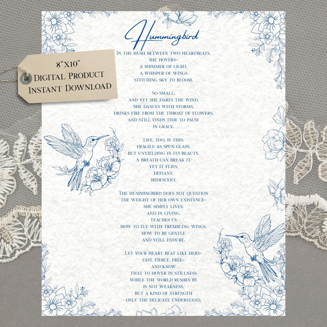 Emotional Hummingbird Poem, Comforting Poem, Empowering Poem ...