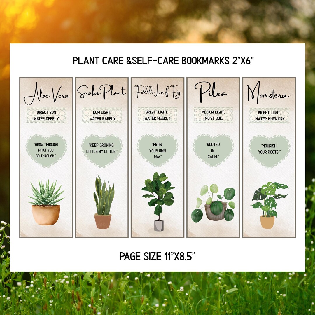 Plant Care Bookmarks | Printable Self-care Bookmarks | Plant Care Tags ...