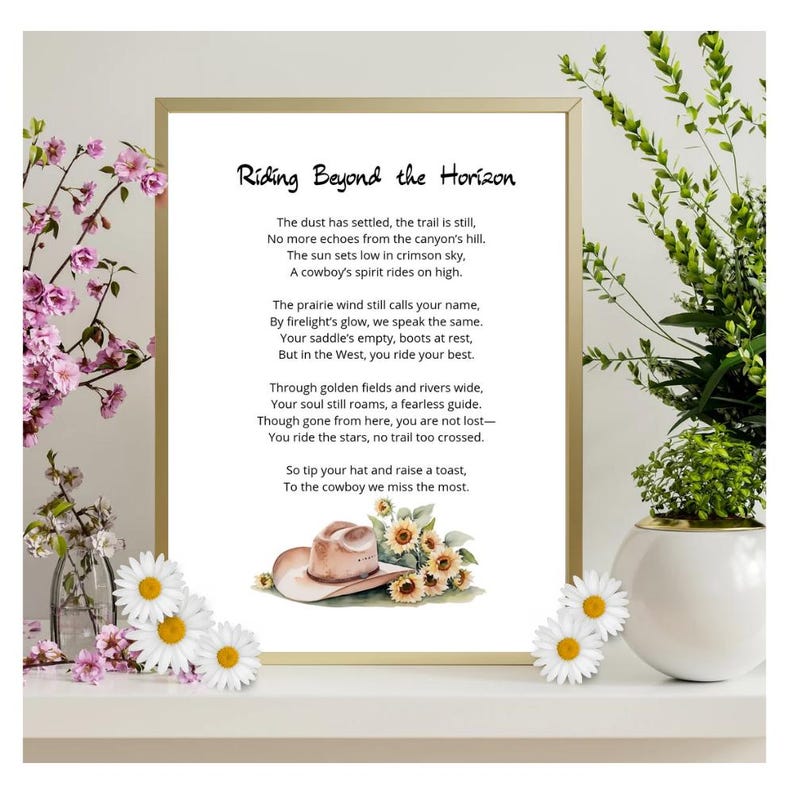 Memorial Poem, Riding Beyond the Horizon, Western Poem, Funeral Poem ...