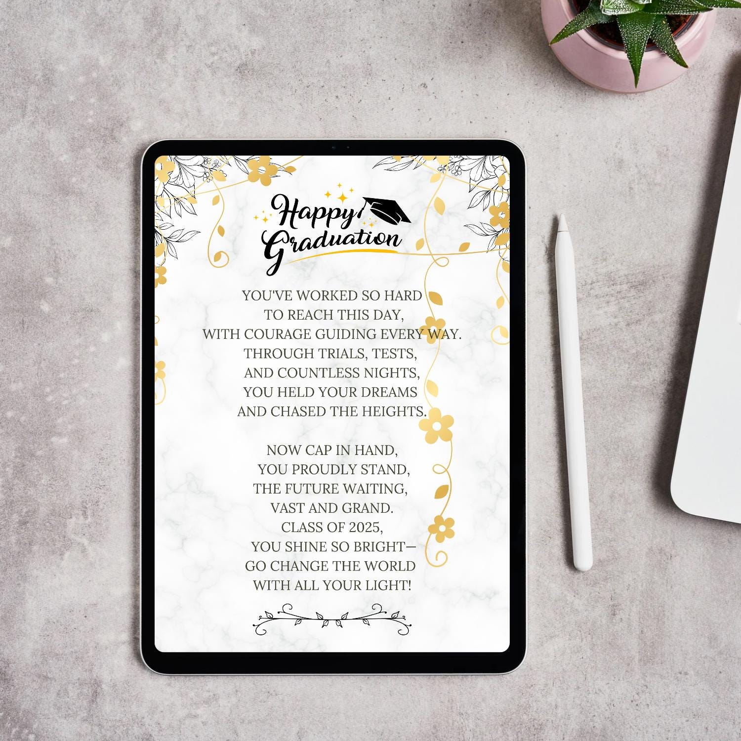 Graduation Poem, Printable Graduation Gift, Grad Decor, Class of 2025 ...