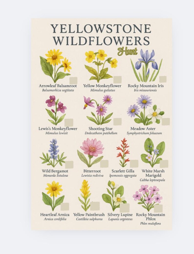 National Park Yellowstone, Wildflowers Hunt PNG, Hiking Activity ...