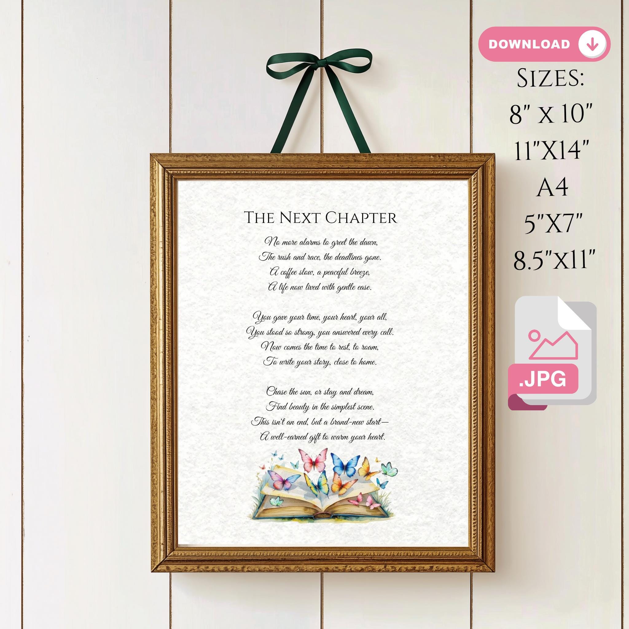 Life's New Chapter, Retirement Poem, Printable Retirement Gift - Etsy